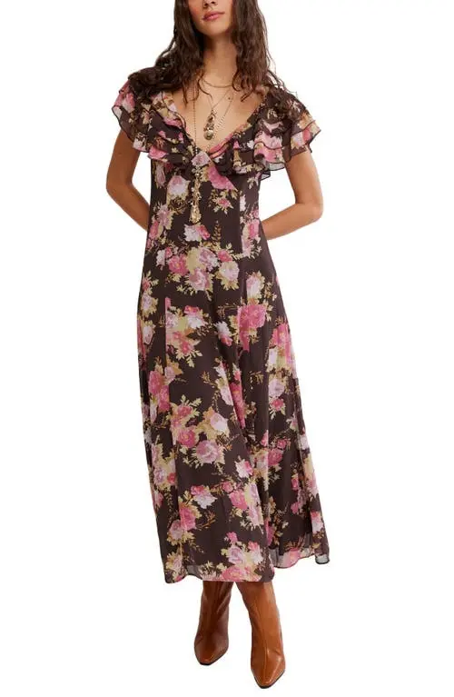 Free People Intimately Fp Forsythia Maxi Dress - Deep Fudge Combo