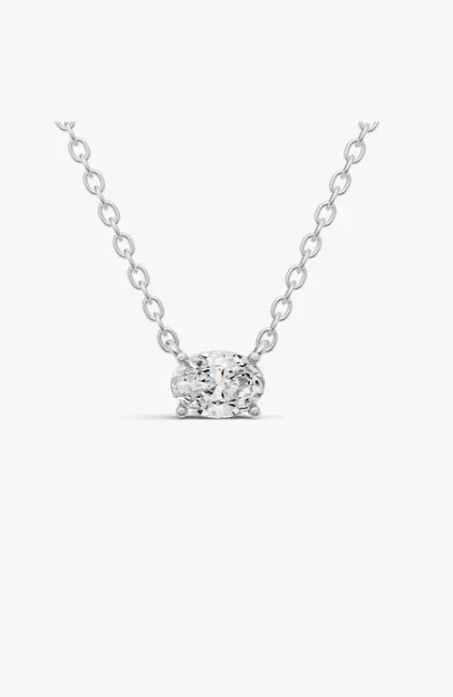 SEREIA OFFICIAL 14k Gold 1 Ct Lab Grown Oval Shape Diamond Pendant - White Gold