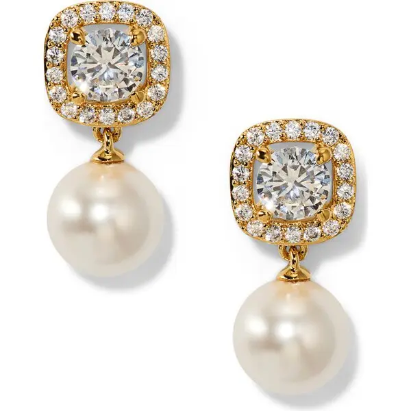 Nadri Halo Imitation Pearl Drop Earrings