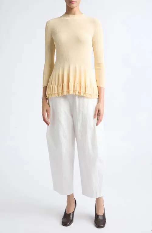 ASHLYN Pallin High Waist Textured Tapered Leg Pants - White