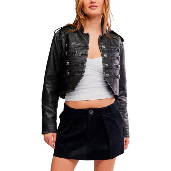 Free People Riverfront Crop Faux Leather Jacket