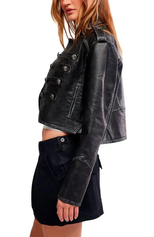 Free People Riverfront Crop Faux Leather Jacket