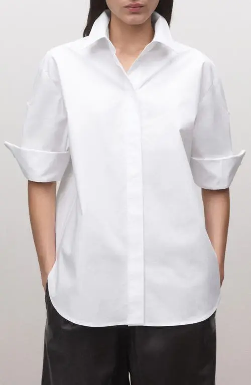 Mango Three-quarter Sleeve Cotton Button-front Shirt