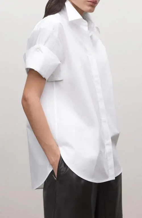 Mango Three-quarter Sleeve Cotton Button-front Shirt