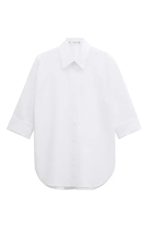 Mango Three-quarter Sleeve Cotton Button-front Shirt