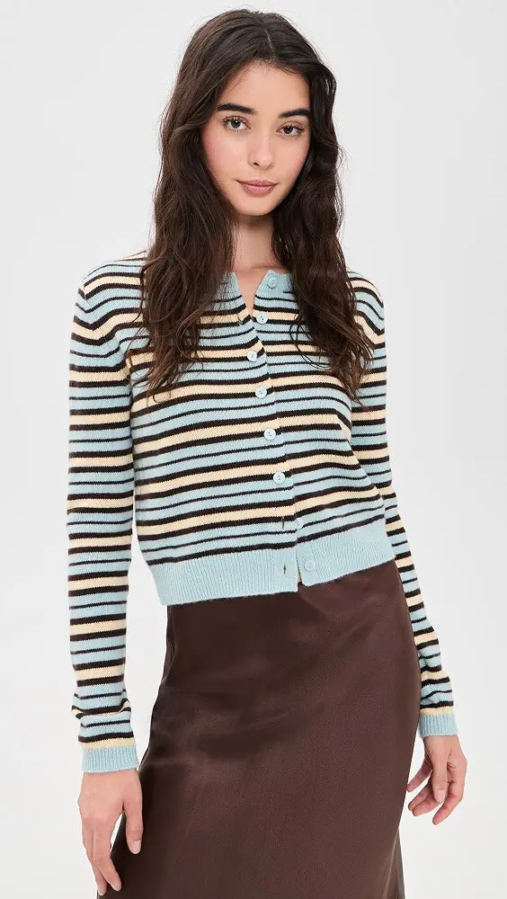 REFORMATION Clara Cashmere Crew Cardigan - Navy