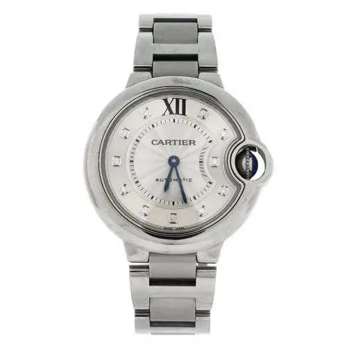 CARTIER Ballon Bleu De Automatic Watch Stainless Steel With Diamond Markers 33