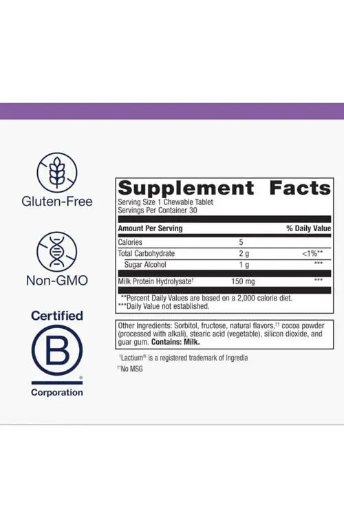 METAGENICS Nusera Chocolate Chewable Stress And Calm Support Supplement 30 Chewable Tablets