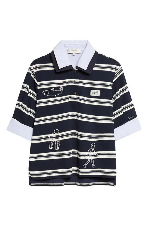 Sea Mina Double Layer Polo Top