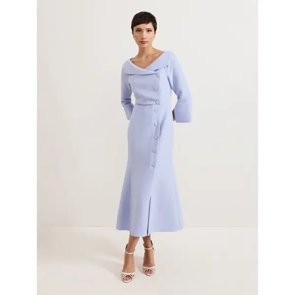 PHASE EIGHT Sienna Asymmetric Collar Midi Tux Dress