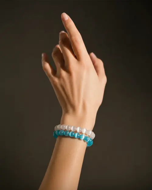 SEREE Manifest Intuition Cat's Eye Beaded Bracelet