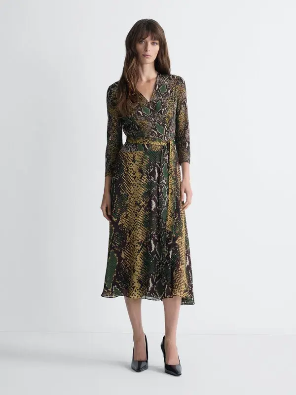 Diane Von Furstenberg Irina Midi Dress - Tiny Serpenta Caraway