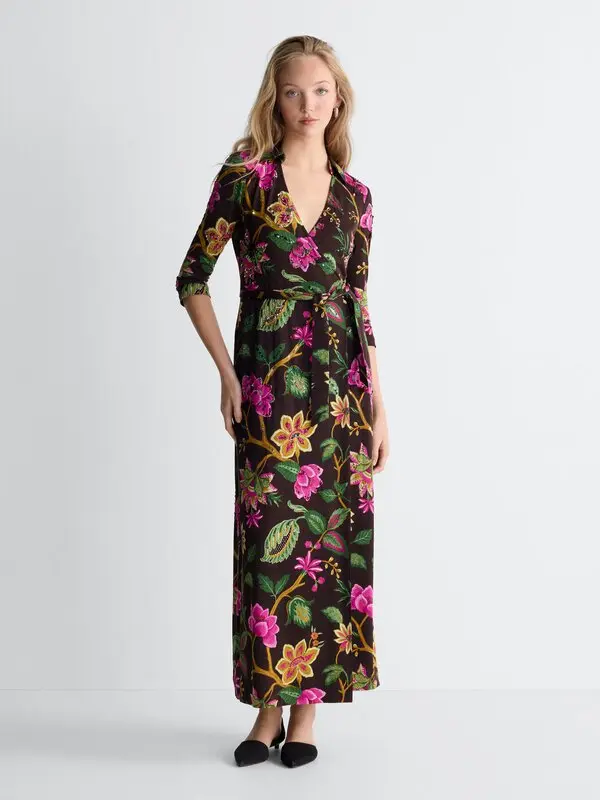 Diane Von Furstenberg Abigail Maxi Embellished Wrap Dress