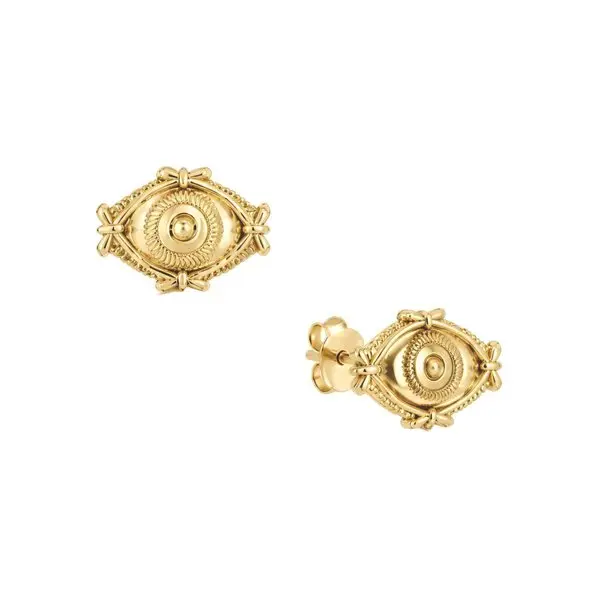 ASTOR & ORION Evil Eye Stud Earrings In Sterling Silver With 18k Plating - Gold