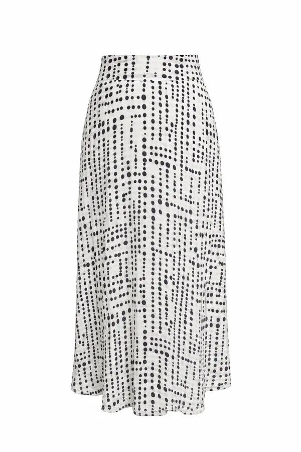 EXQUISE Grey / White A Line Patterned Midi Skirt Multi Color - Grey/white