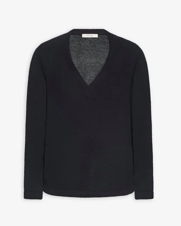 THE ROW Poesis Cashmere V-neck Sweater - Black