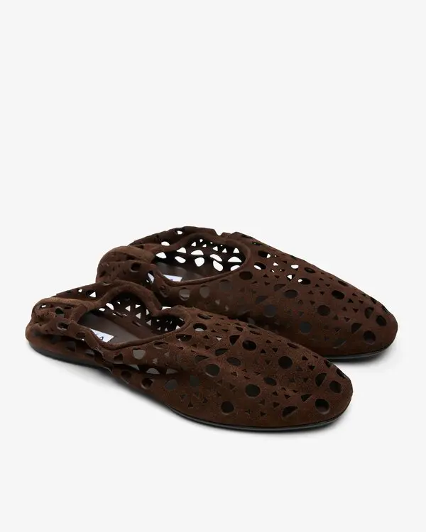 Alaïa Vienne Perforated Suede Flats