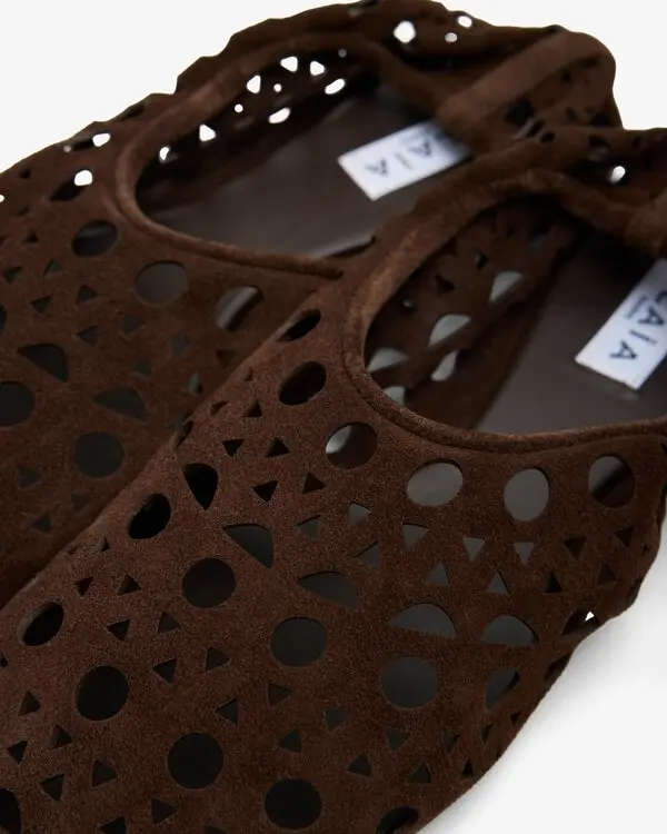Alaïa Vienne Perforated Suede Flats