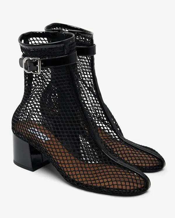 Alaïa Patent Mesh 55 Ankle Boots - Black