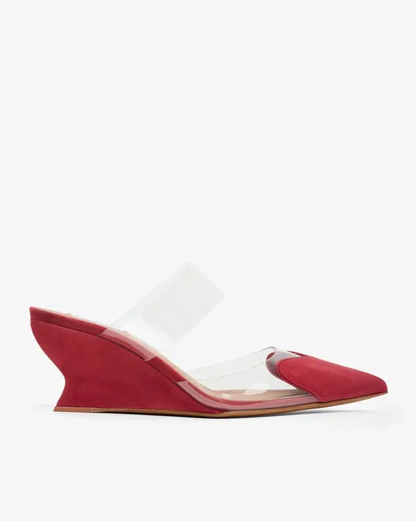 Alaïa Coeur 60 Suede Wedge Mules - Red