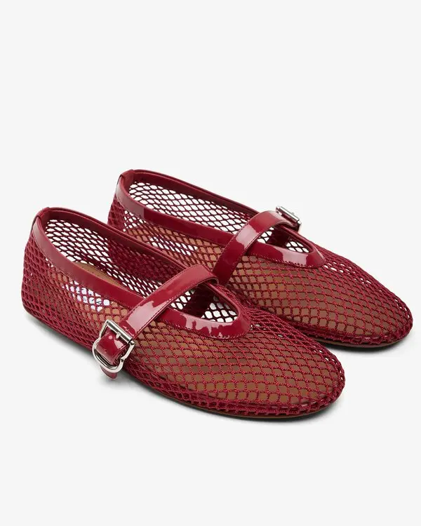 Alaïa Patent Mesh Ballet Flats - Red