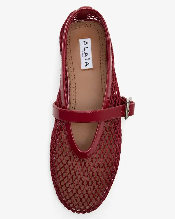 Alaïa Patent Mesh Ballet Flats - Red