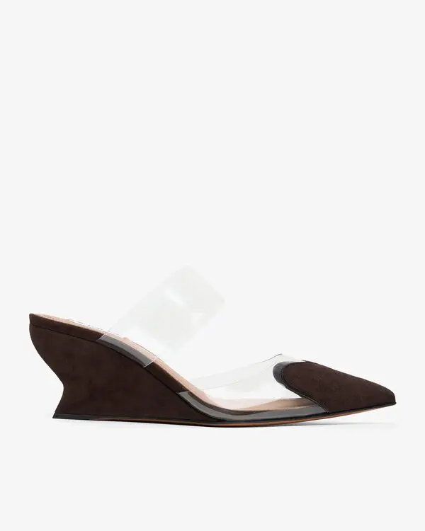 Alaïa Coeur 60 Suede Wedge Mules - Brown