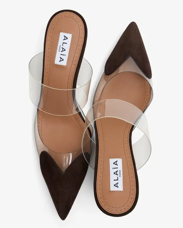 Alaïa Coeur 60 Suede Wedge Mules