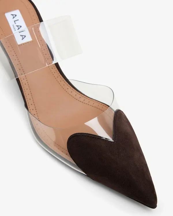 Alaïa Coeur 60 Suede Wedge Mules