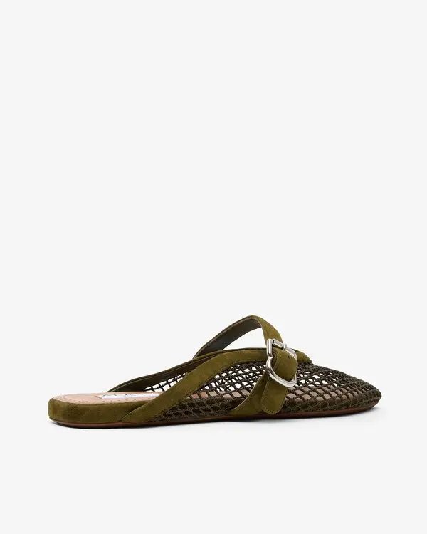 Alaïa Suede Mesh Ballet Mules - Green
