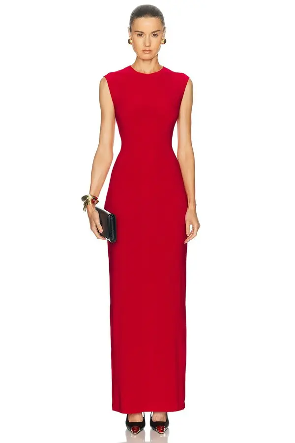 Norma Kamali X Lifestyle Sleeveless Long Dress In Red