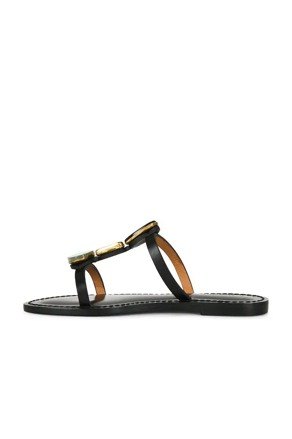 AMANU The Matobo Sandal With Malachite And Obsidian Embellishments