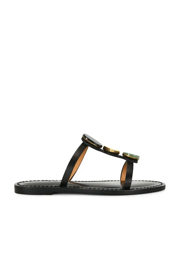 AMANU The Matobo Sandal With Malachite And Obsidian Embellishments