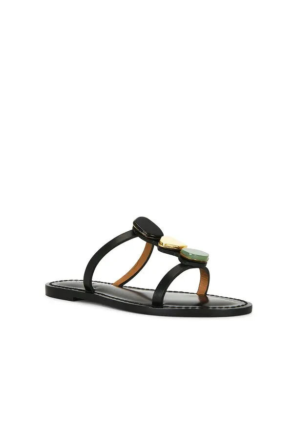 AMANU The Matobo Sandal With Malachite And Obsidian Embellishments