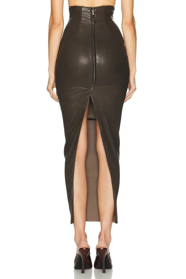 Rick Owens Dirt Pillar Skirt In Chocolate