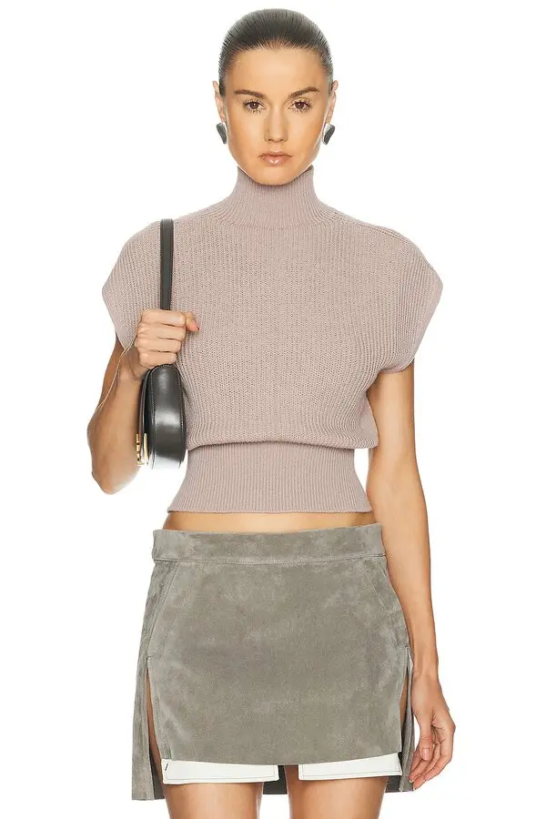 Rick Owens Short Sleeve Turtleneck Sweater