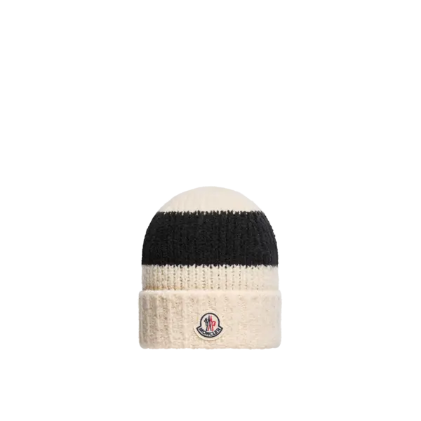 Moncler Striped Wool Blend Bouclé Knit Beanie