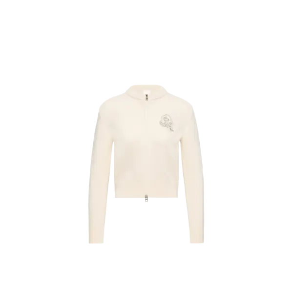 Moncler Wool & Cashmere Blend Zip-up Cardigan - White