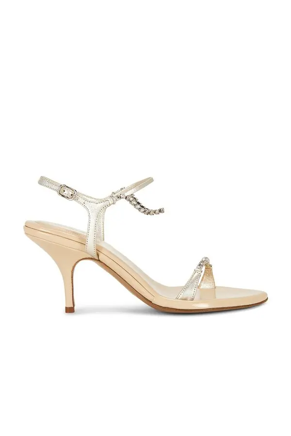 Chloé Zia Embellished Metallic Lambskin Sandals - Nude