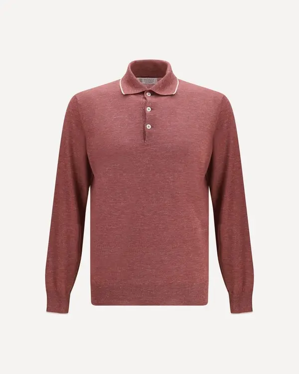 Brunello Cucinelli Lightweight Cashmere, Silk And Hemp Knit Polo