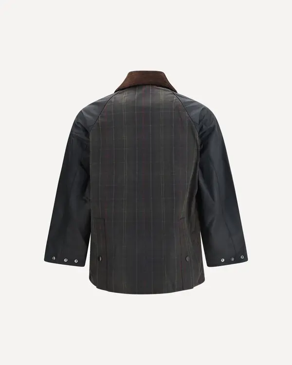 Barbour Waxed Jacket With Patchwork Detailing