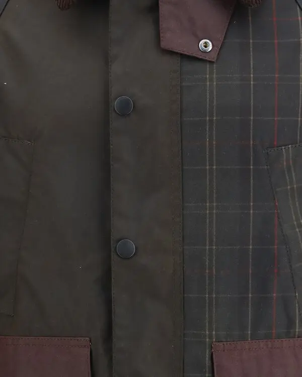 Barbour Waxed Jacket With Patchwork Detailing