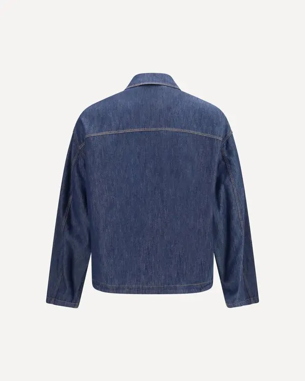Loewe Cotton Zip Jacket With Fringed Anagram Motif - Light Blue