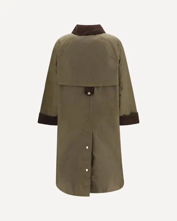 Barbour Waxed Coat With Corduroy Details