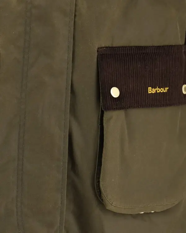 Barbour Waxed Coat With Corduroy Details