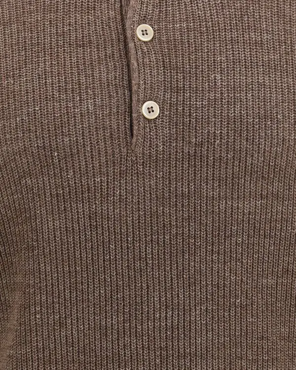 Brunello Cucinelli Cotton And Linen Henley Sweater