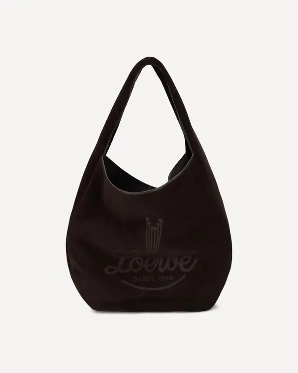 Loewe Suede Calfskin Hobo Shoulder Bag - Brown