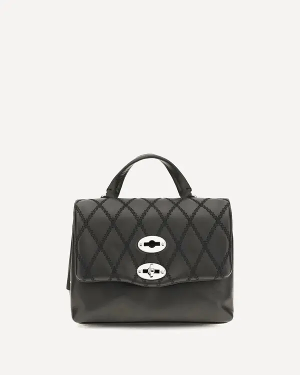 ZANELLATO Mini Postina Tramè Leather Top Handle Bag - Black