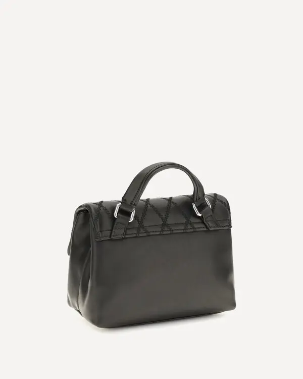 ZANELLATO Mini Postina Tramè Leather Top Handle Bag - Black