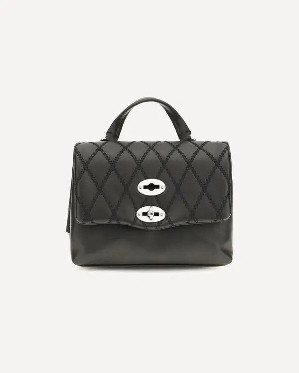 ZANELLATO Mini Postina Tramè Leather Top Handle Bag - Black